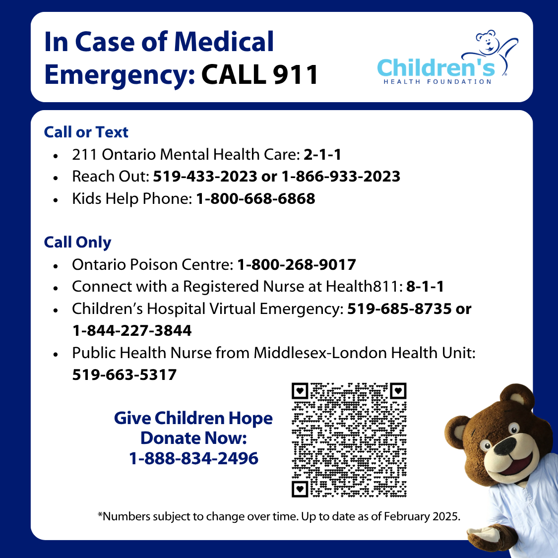 Emergency Contact Magnet Sign Up | Children's Health Foundation